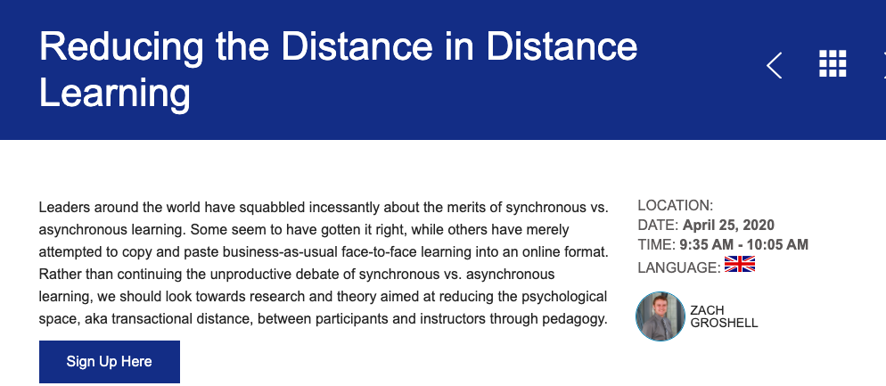 New Workshop at VTC 2020: Reducing the Distance in Distance Learning ...
